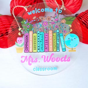 Teacher Door Sign/ Custom Classroom Decor Hanger/ Class Welcome Sign ...