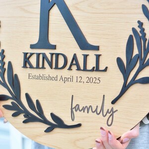 Last Name Sign Initial Wood Established Round Sign Housewarming Wedding ...