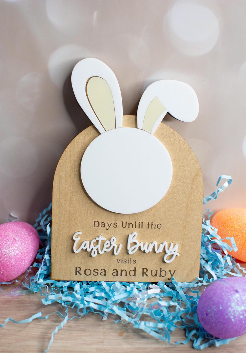 Days Until the Easter Bunny Visits Sign, Wood and Dry Erase Easter ...