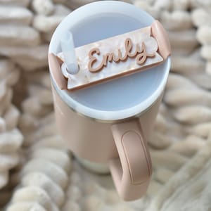 Almond Rose Stanley Ice Flow Flip Name Plates Lid Toppers Taupe Cup ...