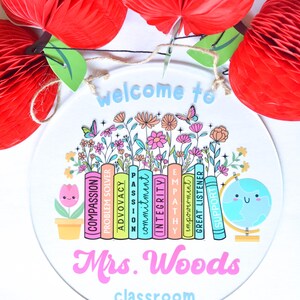 Teacher Door Sign/ Custom Classroom Decor Hanger/ Class Welcome Sign ...