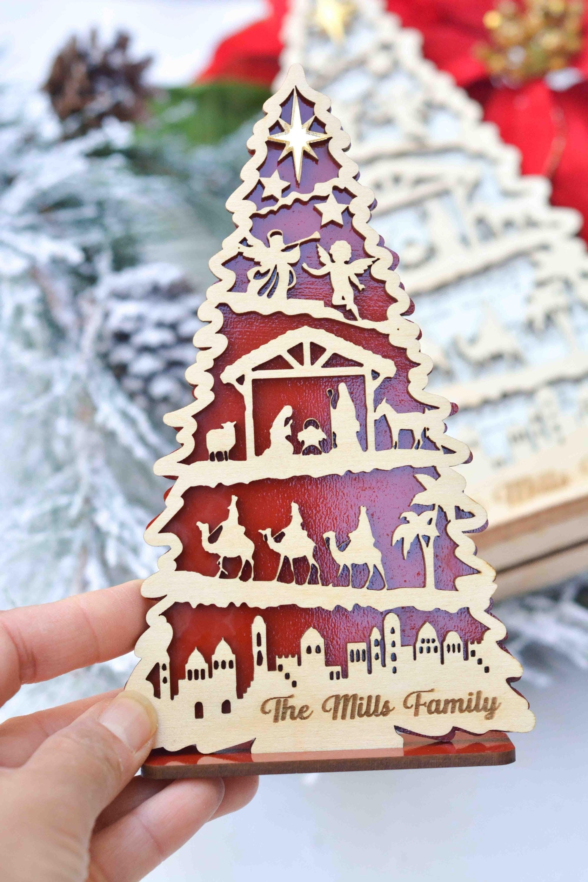 Nativity Scene, Christmas Nativity Tree With Stand, Holiday Home Decor ...