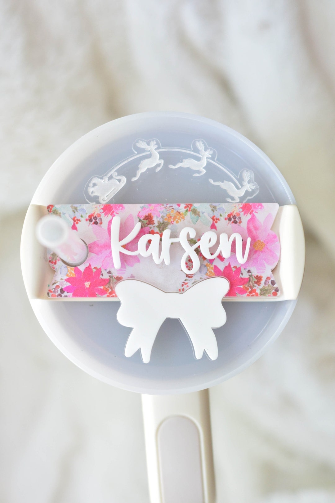 Christmas Holiday Stanley Name Plate Lid Toppers Personalized Winter ...