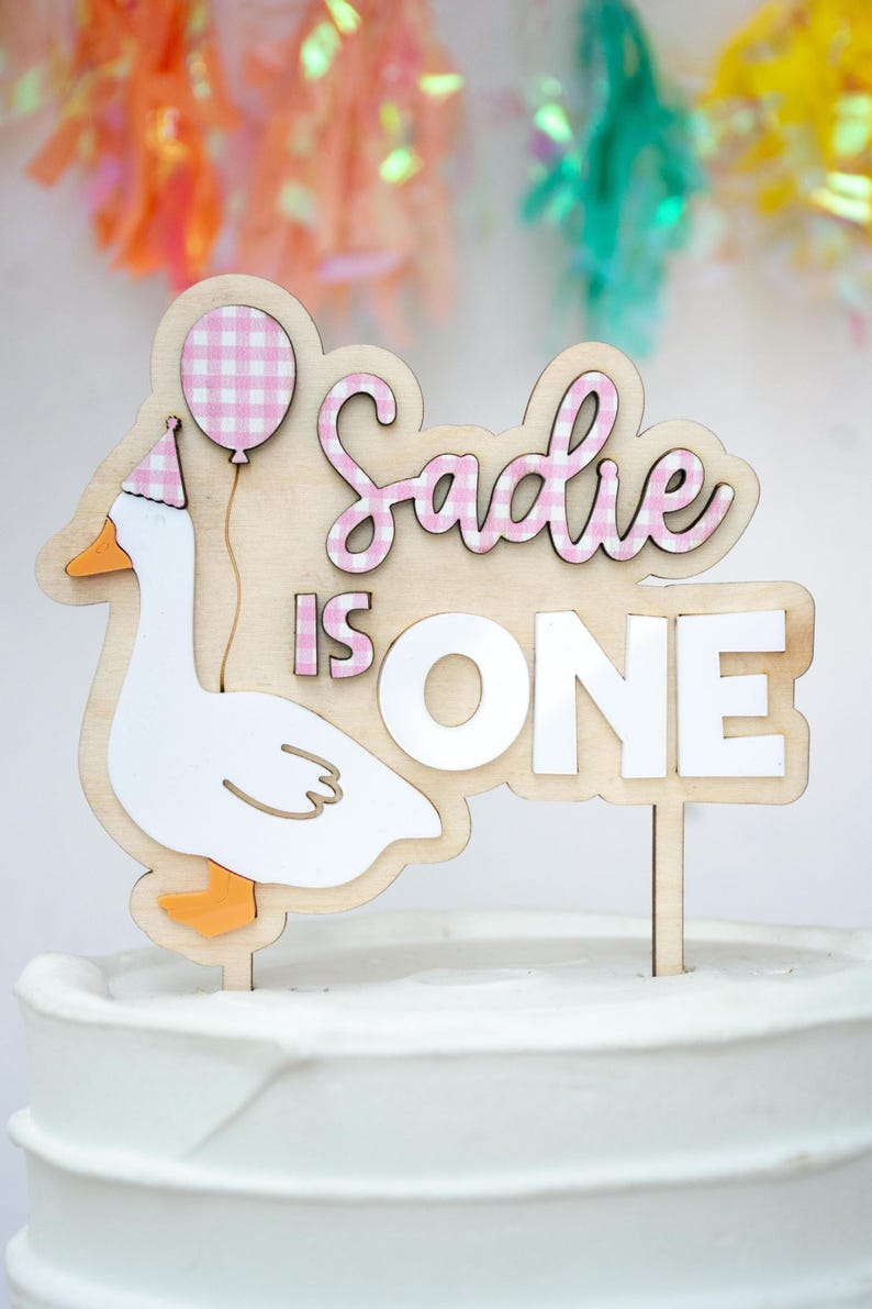 One Silly Goose Cake Topper First Birthday Decor Party Theme Blue or ...