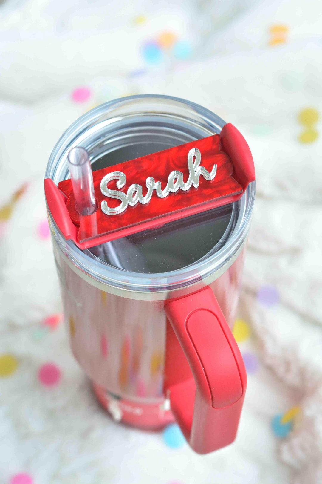 Red Delicious Target Elf Stanley Collab Name Plates Lid Toppers Cup ...