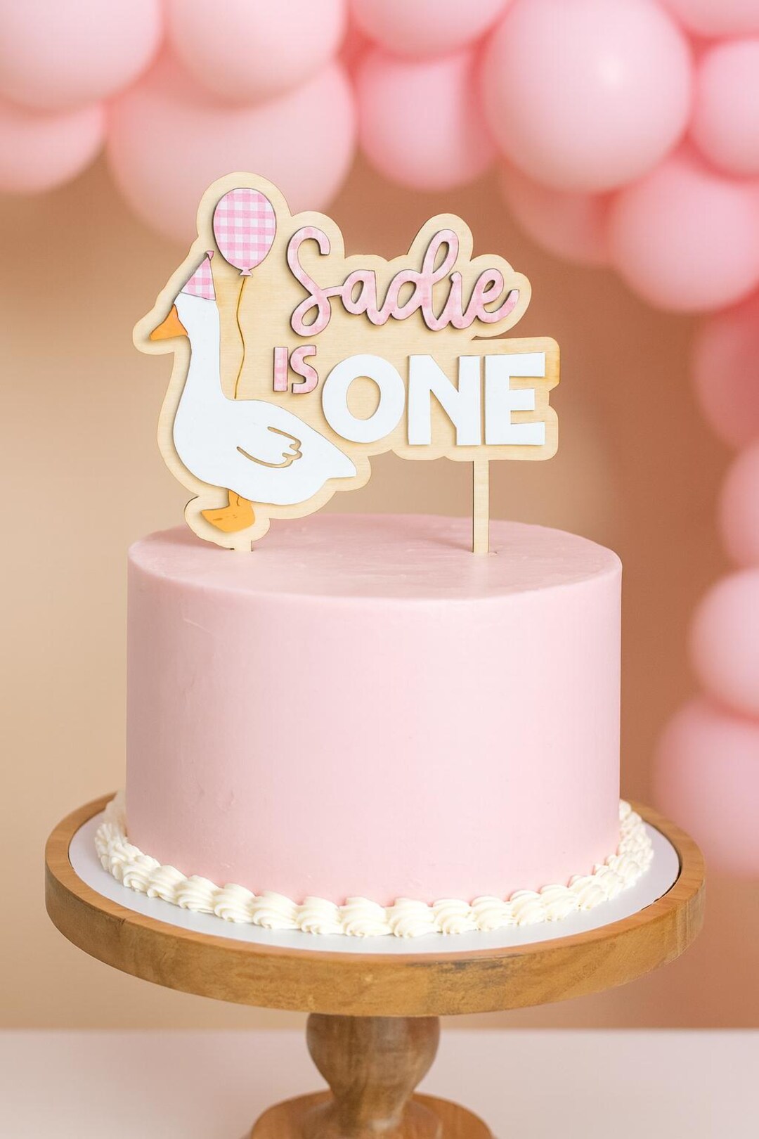 One Silly Goose Cake Topper First Birthday Decor Party Theme Pink Plaid ...