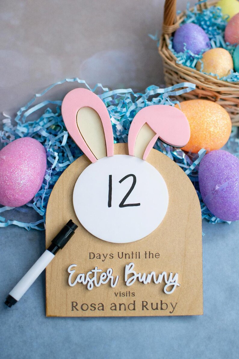 Days Until the Easter Bunny Visits Sign, Wood and Dry Erase Easter ...