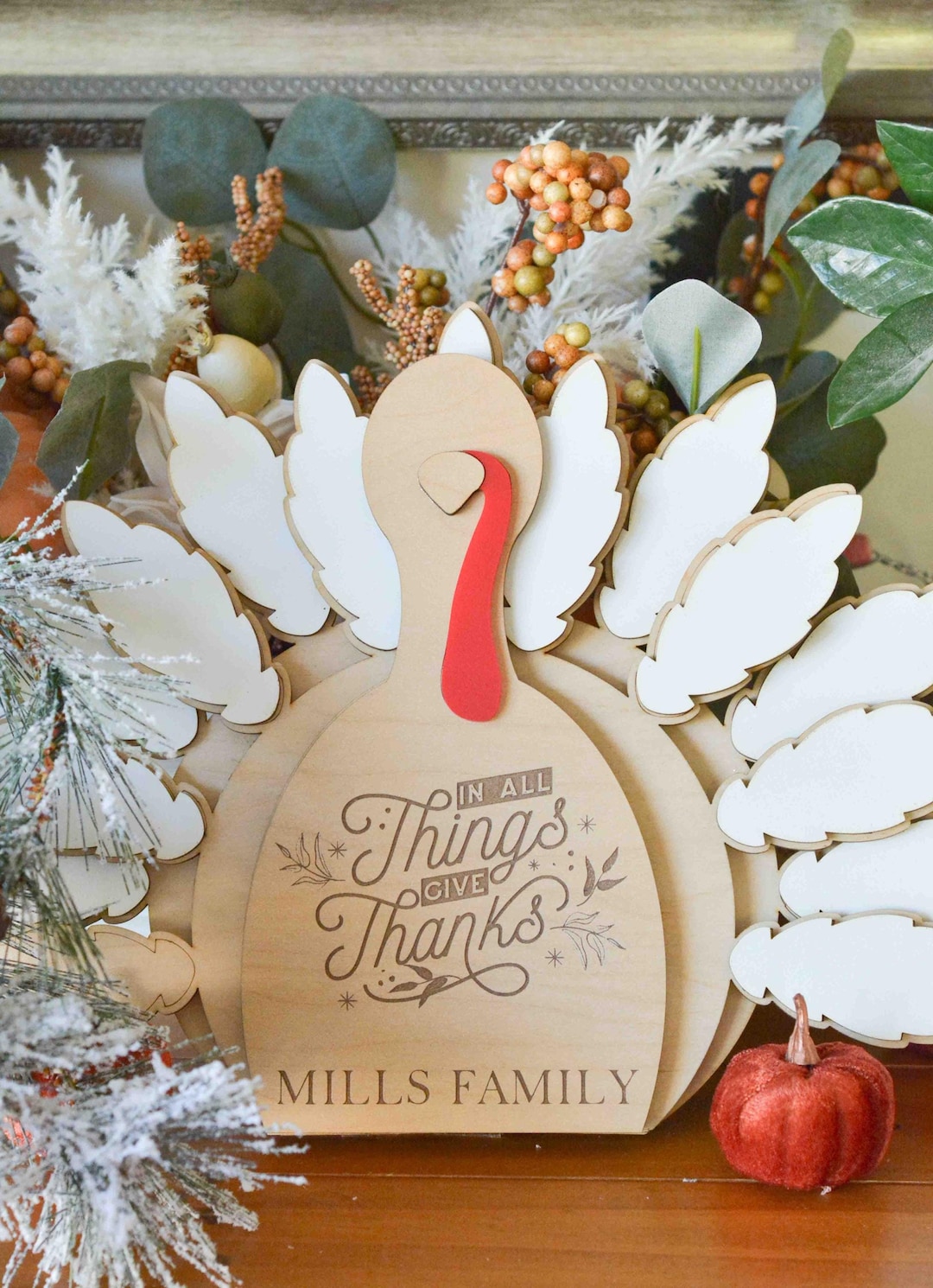 Turkey Thanksgiving Decor Family Centerpiece Write-on Dry Erase Board ...