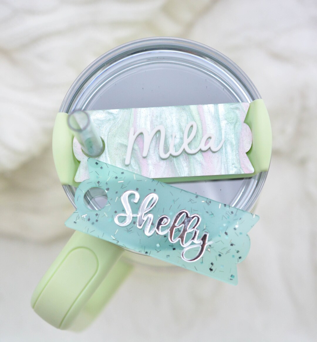 Shale and Pale Lime Target Stanley Name Plates Lid Toppers Cup ...