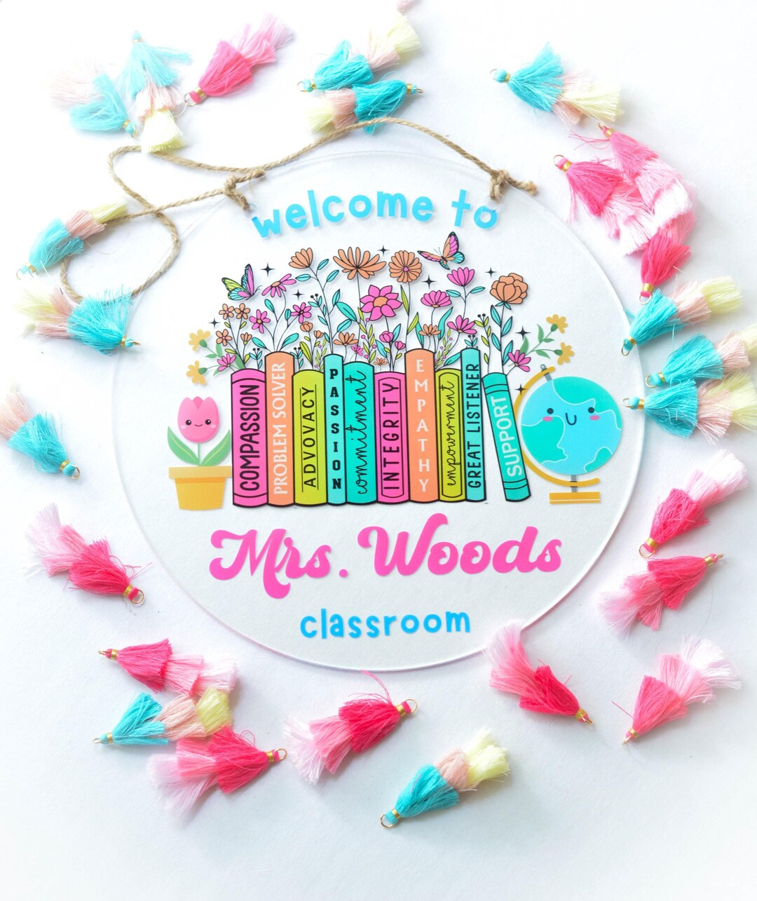 Teacher Door Sign/ Custom Classroom Decor Hanger/ Class Welcome Sign ...