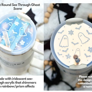 Halloween Ghost Stanley Name Plate Lid Toppers Fall Spooky Accessories ...