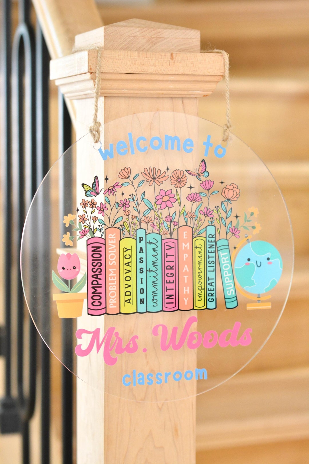 Teacher Door Sign/ Custom Classroom Decor Hanger/ Class Welcome Sign ...