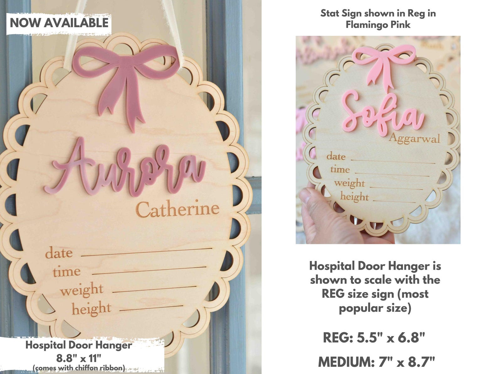 Hospital Door Sign Girl Pink Bow Coquette Birth Stat Sign Birth ...