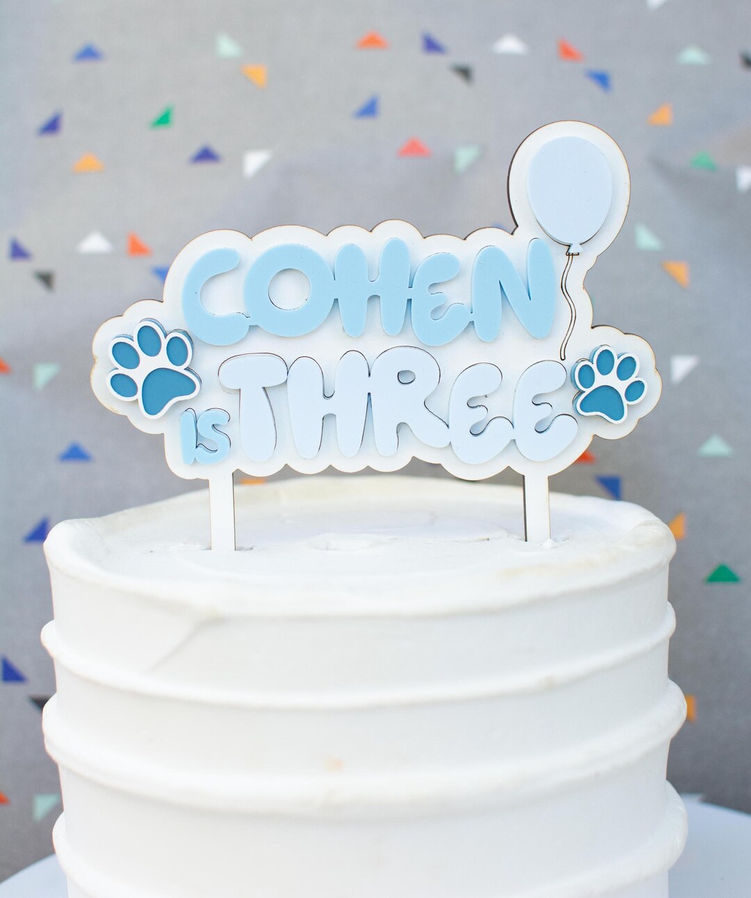 Blue Dog Toddler Cake Topper With Personalized Name for First or Twoey ...