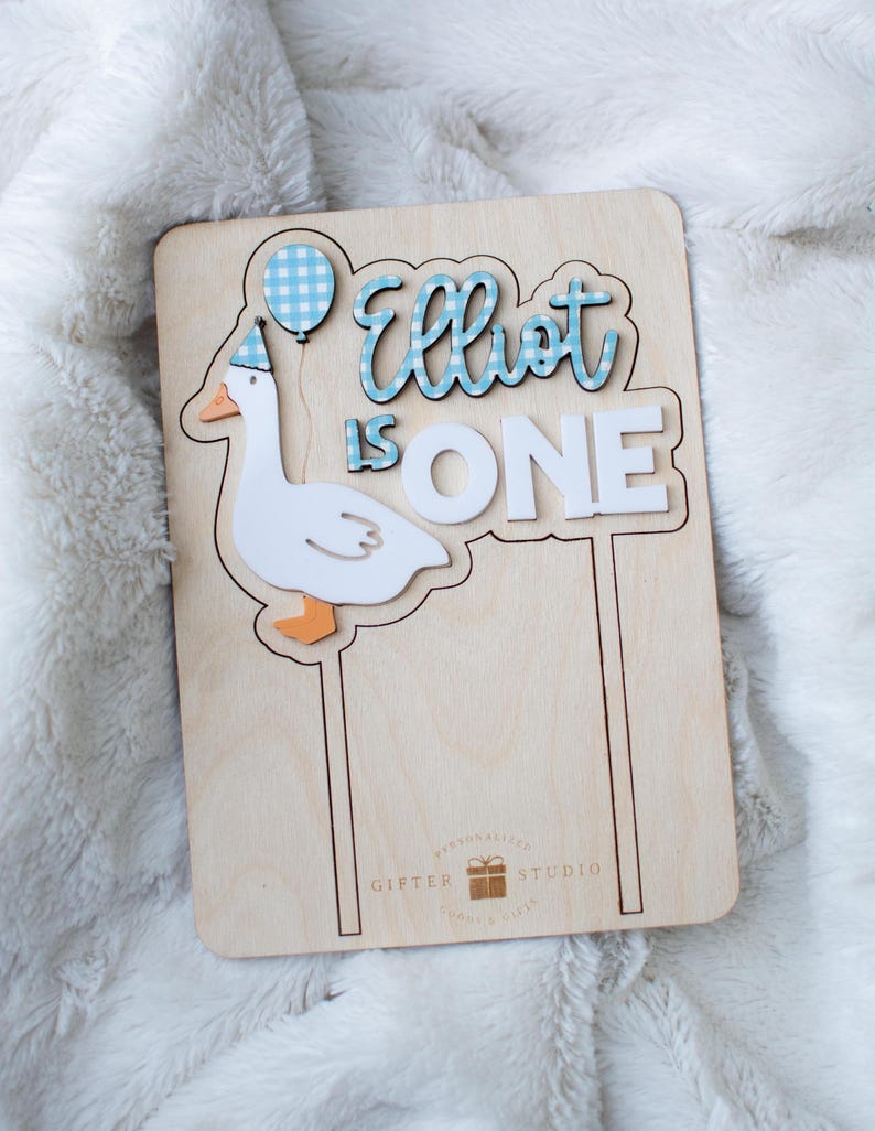 One Silly Goose Cake Topper First Birthday Decor Party Theme Blue or ...