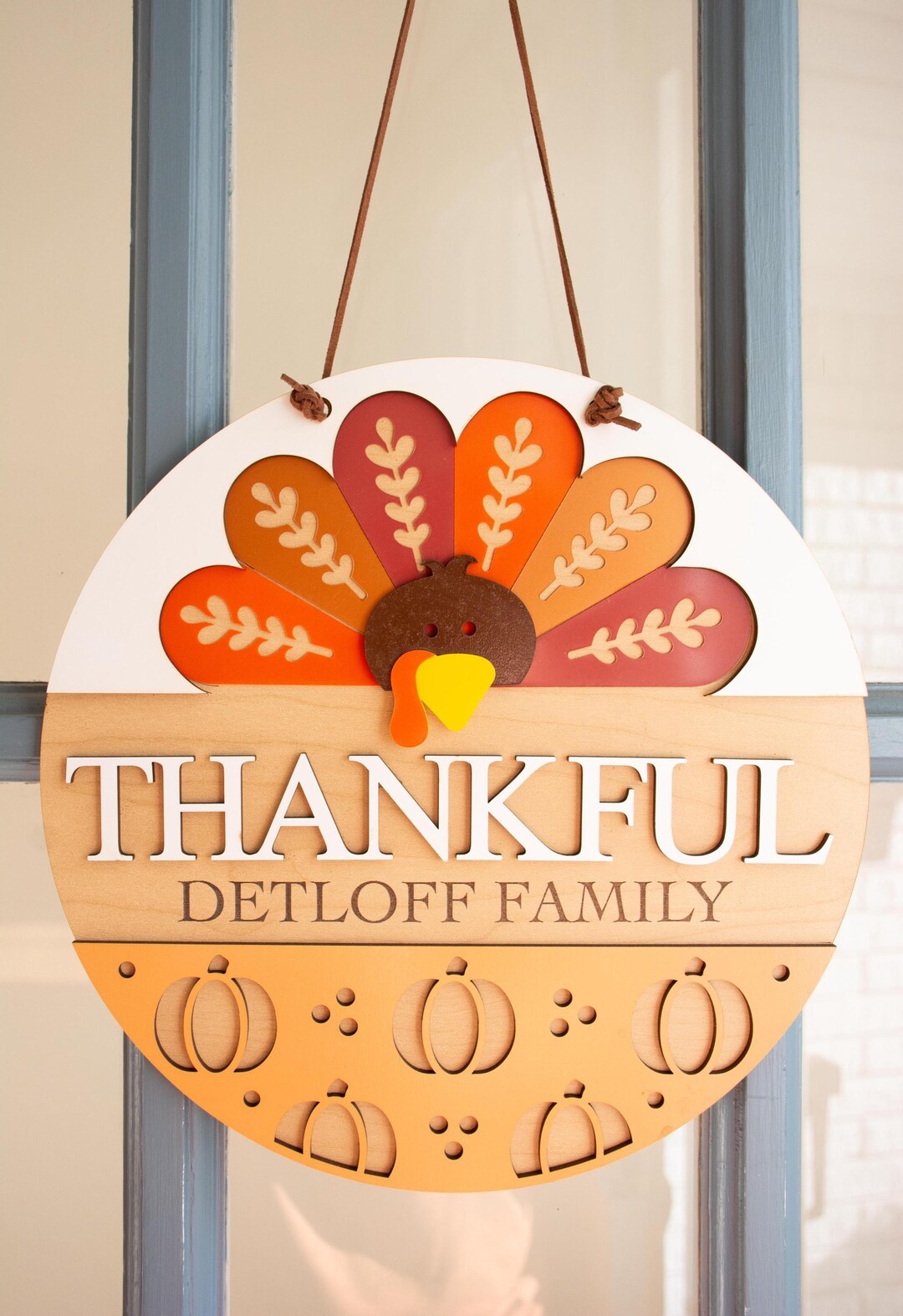 Thanksgiving Turkey Door Hanger Custom Last Name Porch Door Decor 3D ...