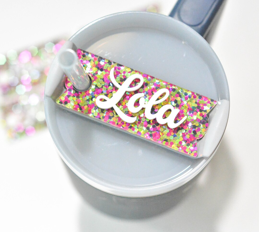 Glitter Stanley Name Plates Lid Toppers Cup Accessories Personalized ...
