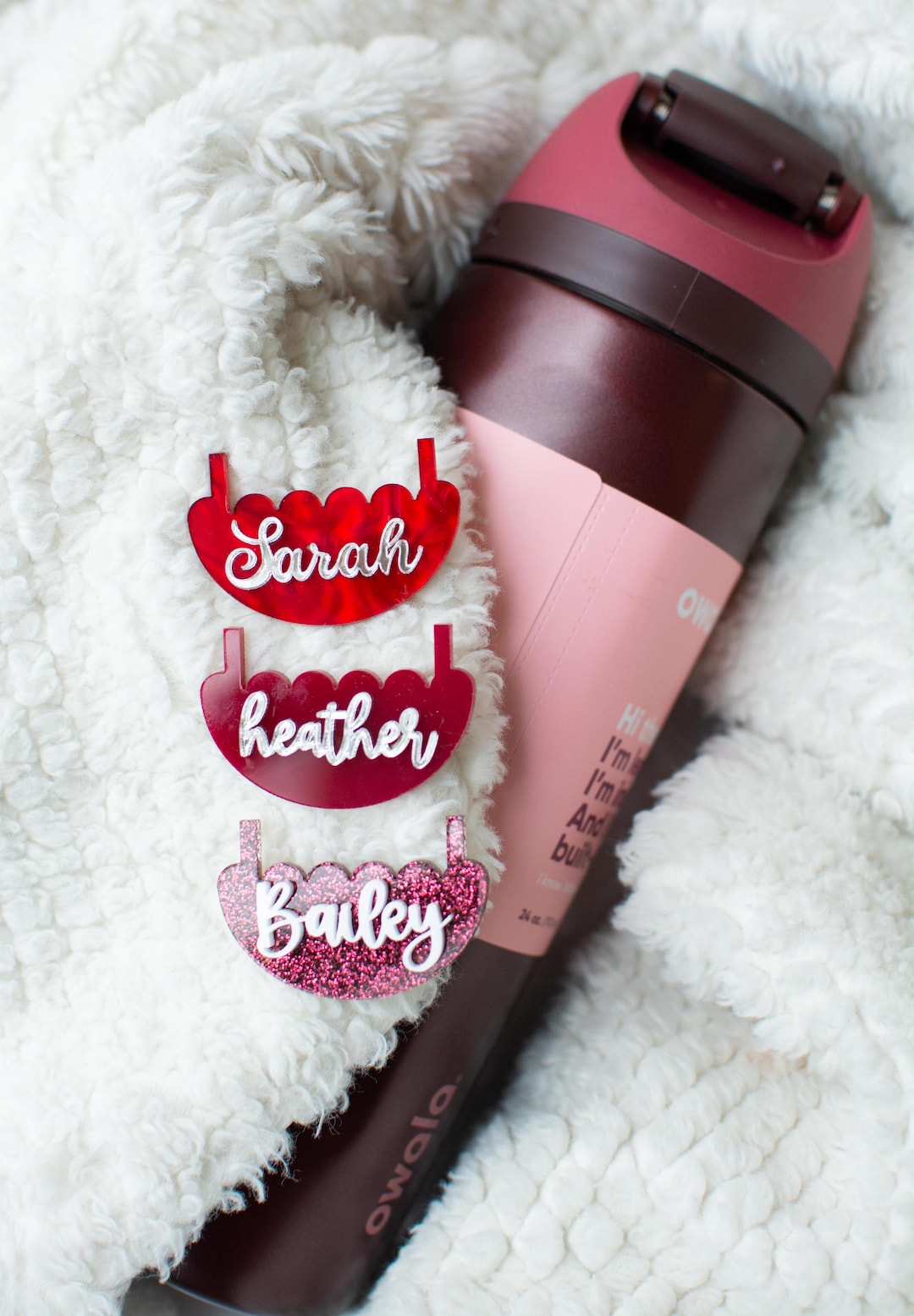Owala Name Plate Black Cherry Holiday Freesip Custom Name 16/19/24/32 ...