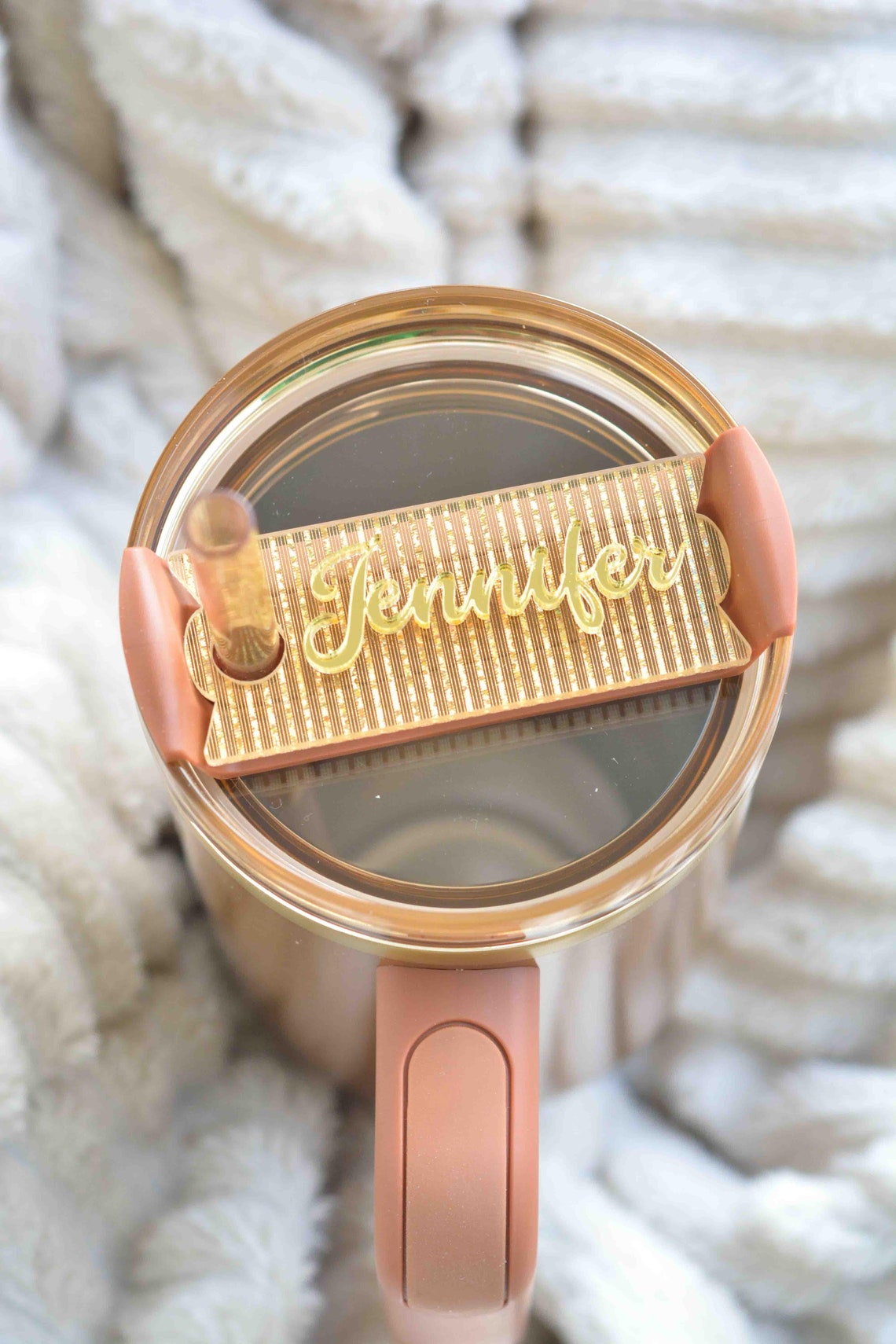 Copper Tinsel Holiday Stanley Name Plates Lid Toppers Cup Accessories ...
