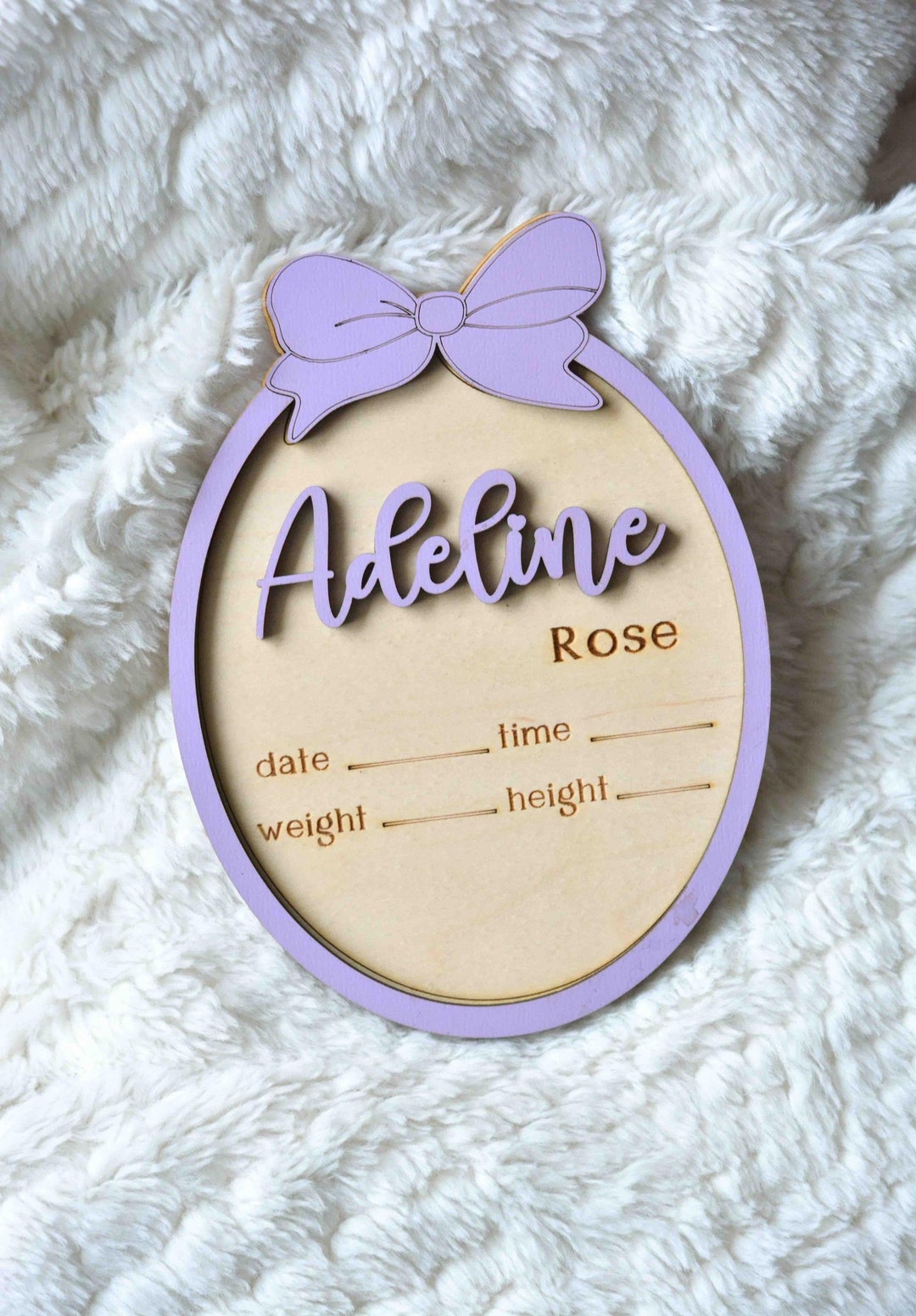Pink Bow Coquette Birth Stat Sign Birth Announcement Sign for Hospital ...
