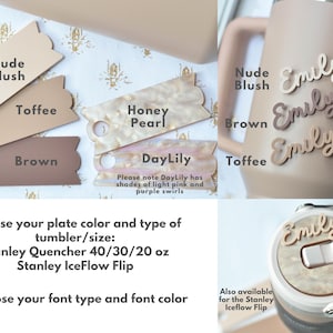 Almond Rose Stanley Ice Flow Flip Name Plates Lid Toppers Taupe Cup ...
