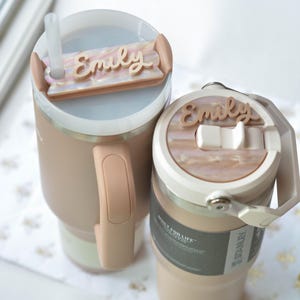 Almond Rose Stanley Name Plates Lid Toppers Taupe Cup Accessories ...