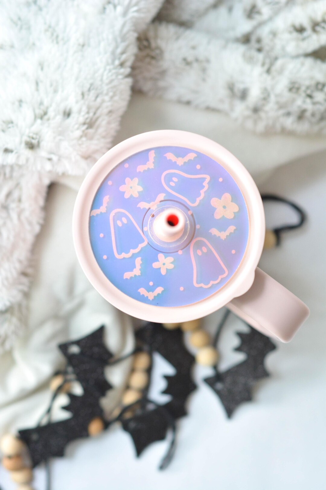 Halloween Ghost Hydro Flask Topper Plate Round Lid Toppers Fall Spooky ...