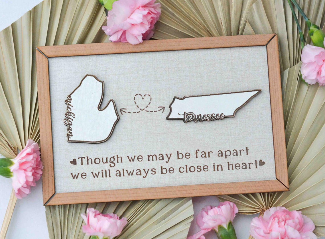 Long Distance State Custom Two Location Personalized Sign, States ...