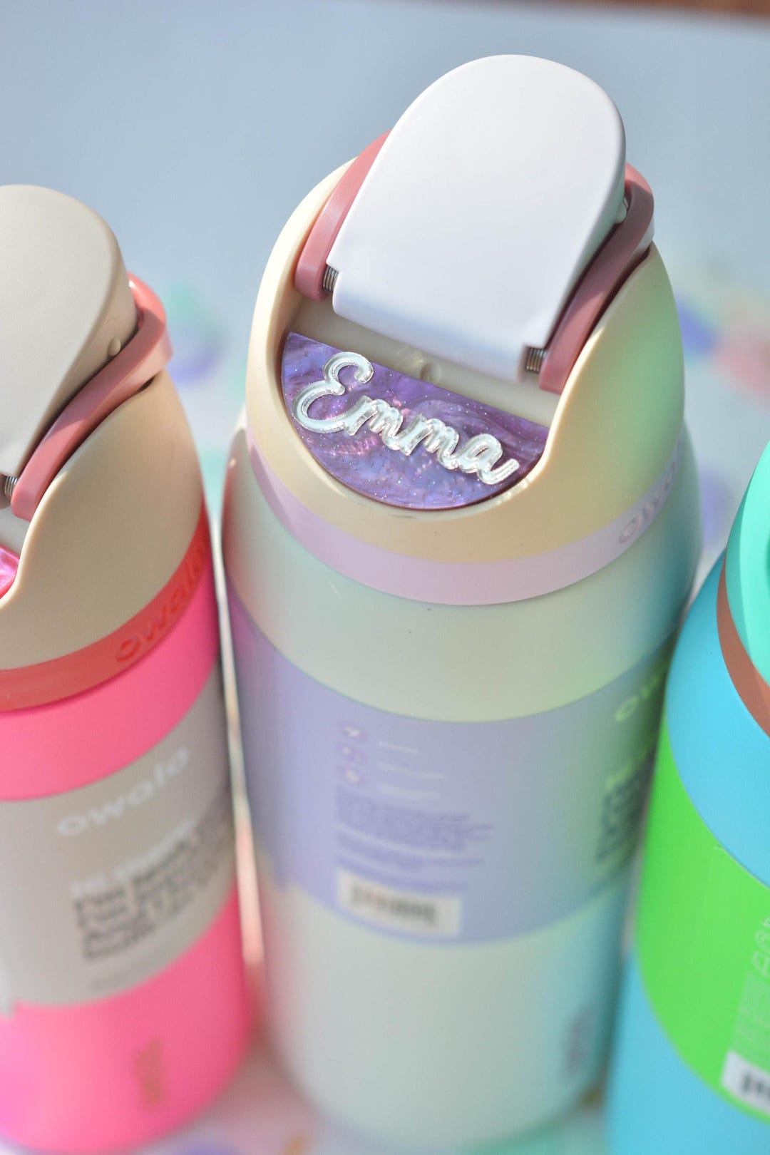 Owala Name Plate Freesip Custom Name Glitter Solid Colors 16/19/24/32 ...
