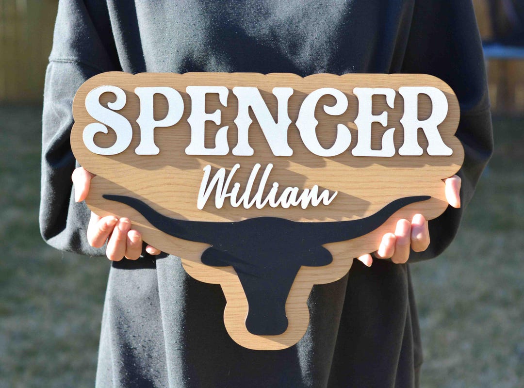 Western Themed Sign, Western Nursery Decor, Cowboy Longhorn Name Sign ...