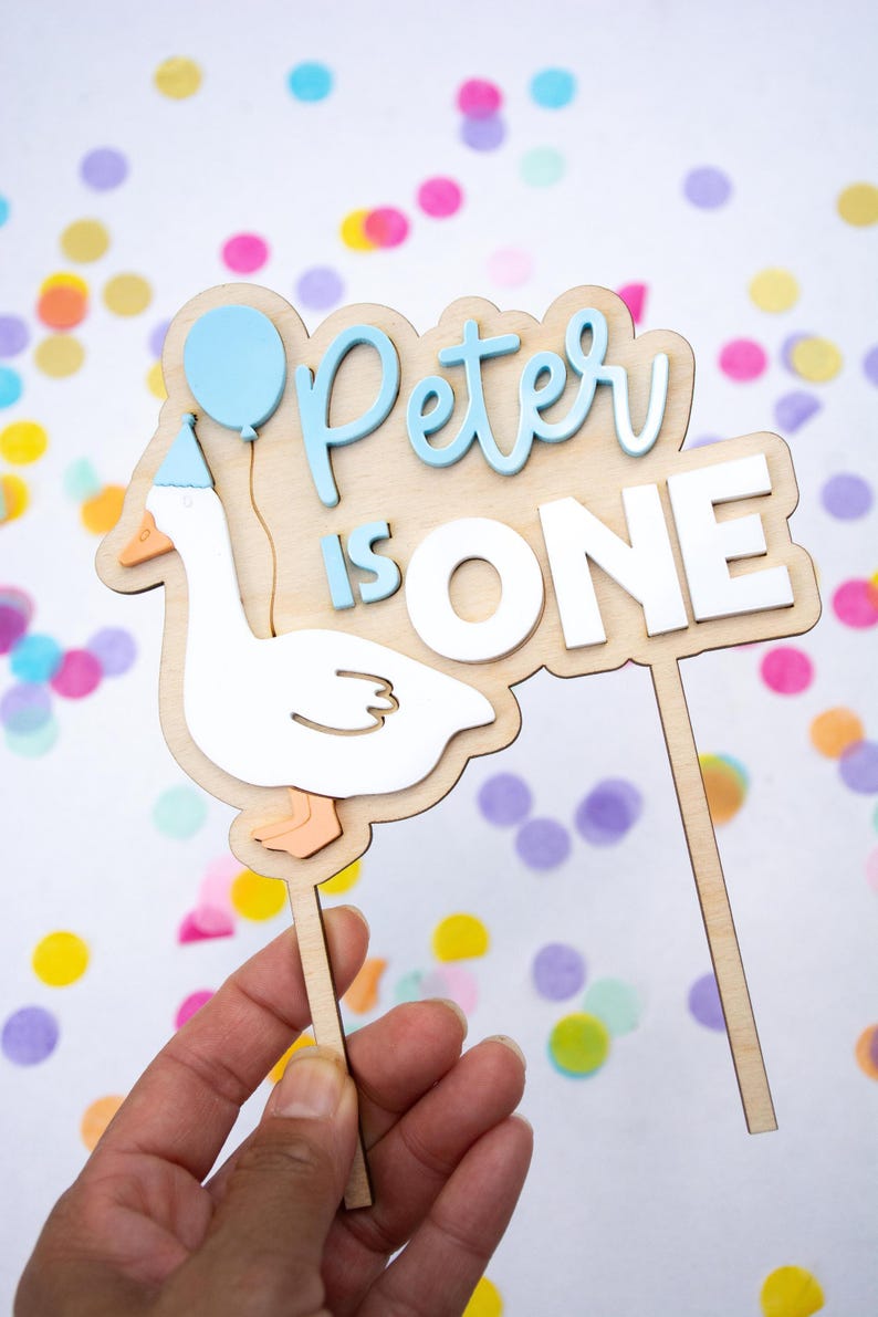 One Silly Goose Cake Topper First Birthday Decor Party Theme Blue or ...
