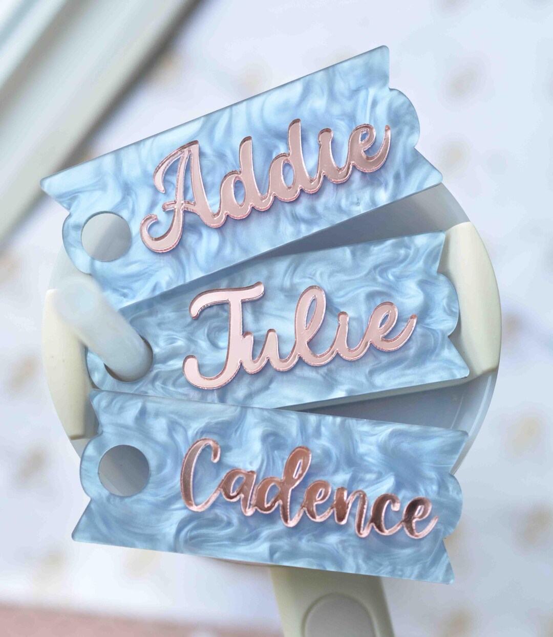 Iridescent Holographic Blue Pink Stanley Name Plates Lid Toppers Cup ...
