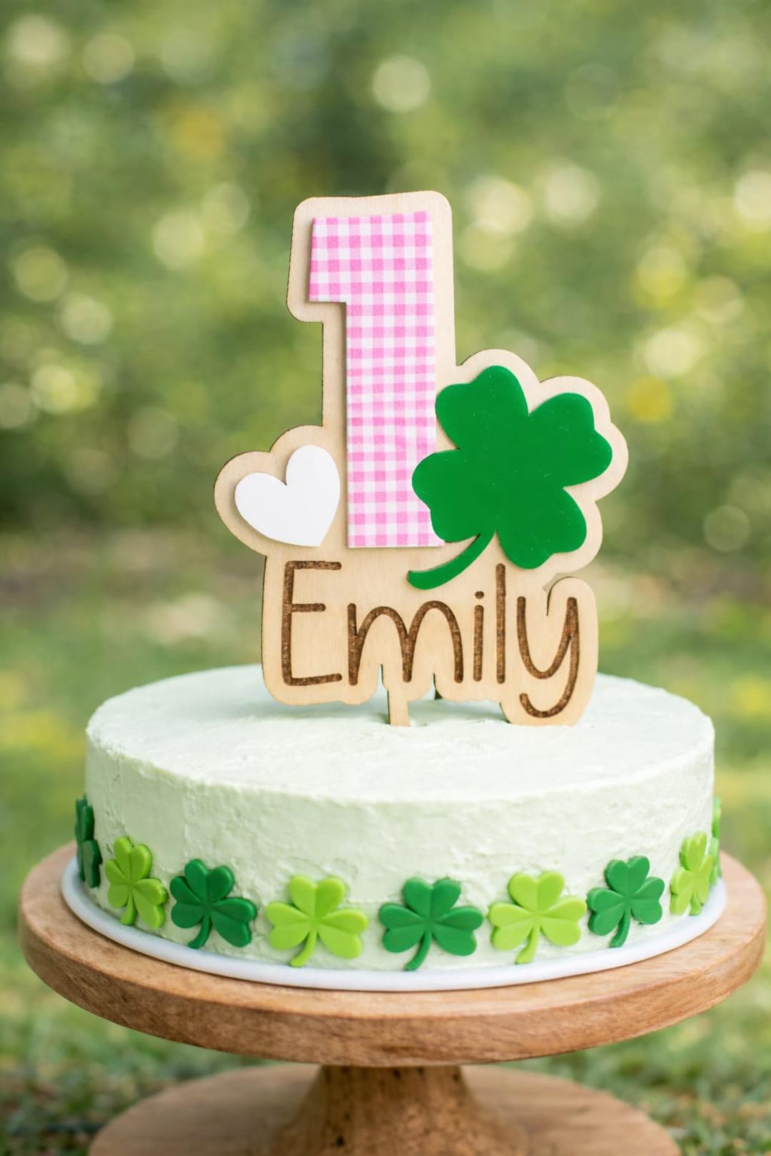 Lucky One Four Leaf Clover St Patrick's Day One Year Old Acrylic Cake ...