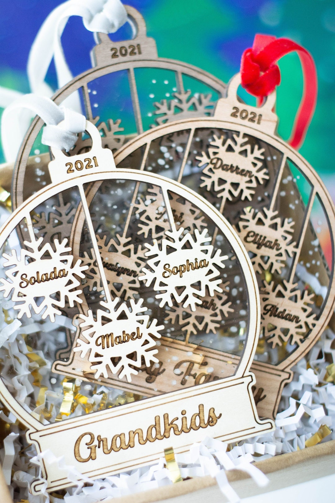 Snowglobe Family Ornament Christmas Bauble Personalized With Names on ...