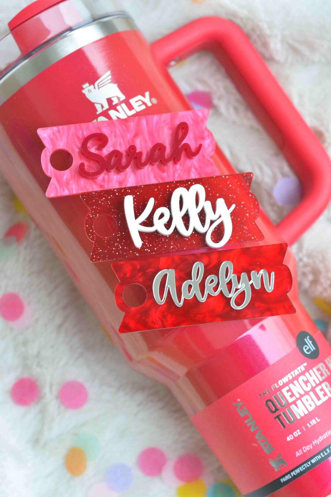 Red Delicious Target Elf Stanley Collab Name Plates Lid Toppers Cup ...