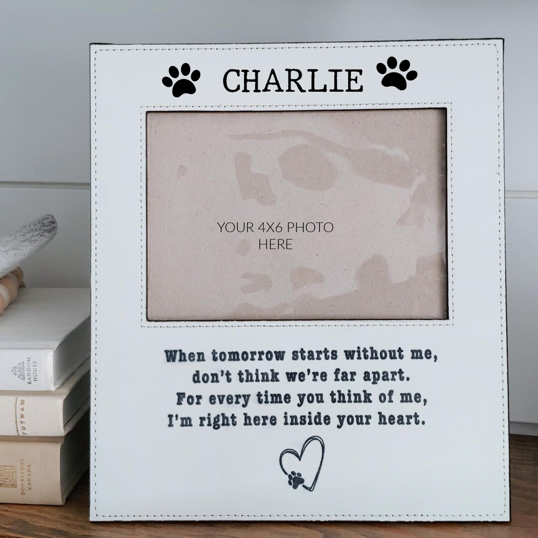 Pet Memorial Frame Personalized With Name, Holds 4x6 Photo, Dog ...