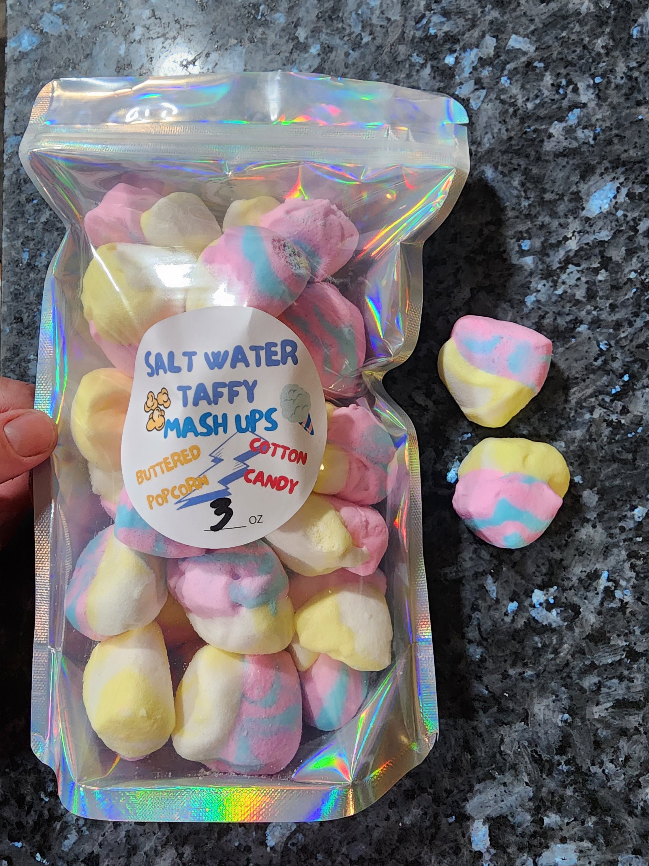 Freeze Dried Salt Water Taffy MASH UPS Cotton Candy Buttered - Etsy