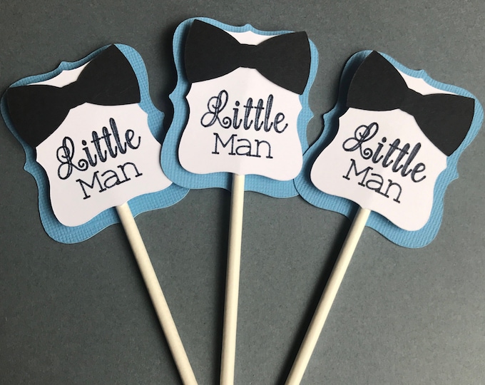 Bow Tie Cupcake Toppers, Bow Food Picks, Little Man Cupcake Toppers ...