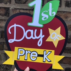 First Day of Preschool - Pre K Sign - Kindergarten Sign - First Day ...