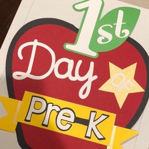 First Day of Preschool - Pre K Sign - Kindergarten Sign - First Day ...