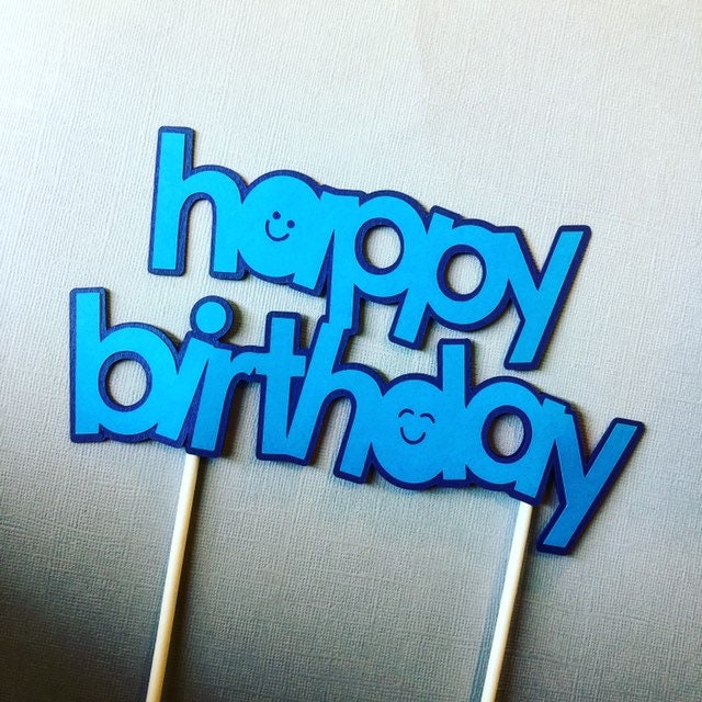 Happy Birthday Cake Topper Blue Cake Topper Boy Birthday | Etsy