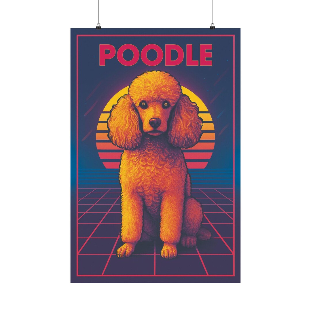Poodle Retro Poster Art, Vintage Dog Wall Decor, Colorful Home ...