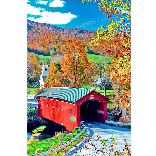 Red Covered Bridge - Etsy