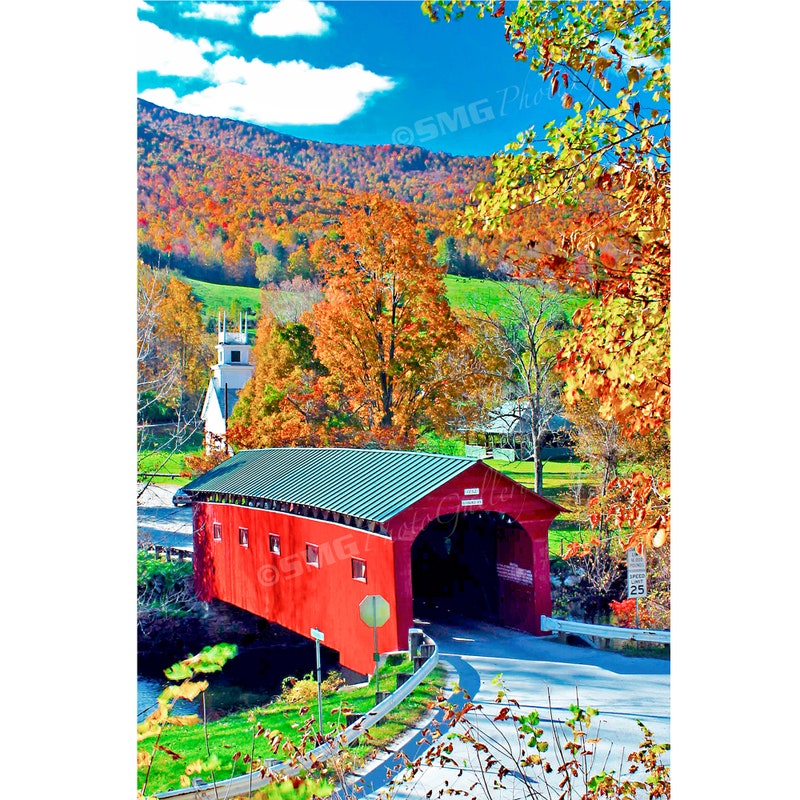 Red Covered Bridge - Etsy