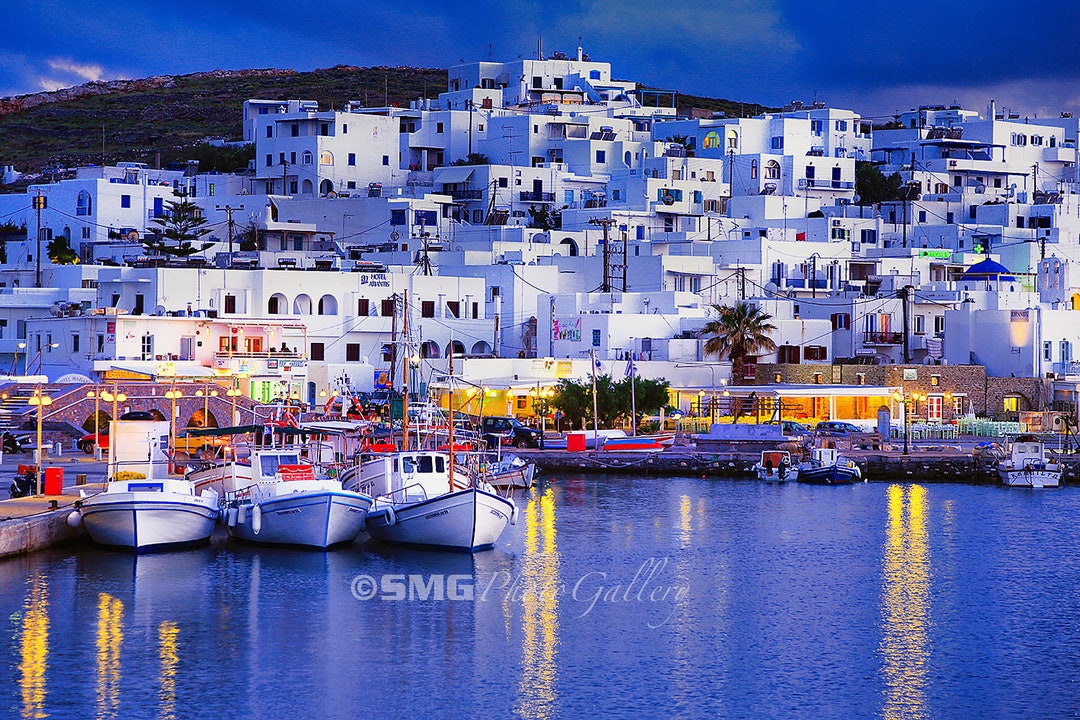 Greece Photograph, Greek Islands Picture, Paros, Harbor, Aegean, Dusk ...