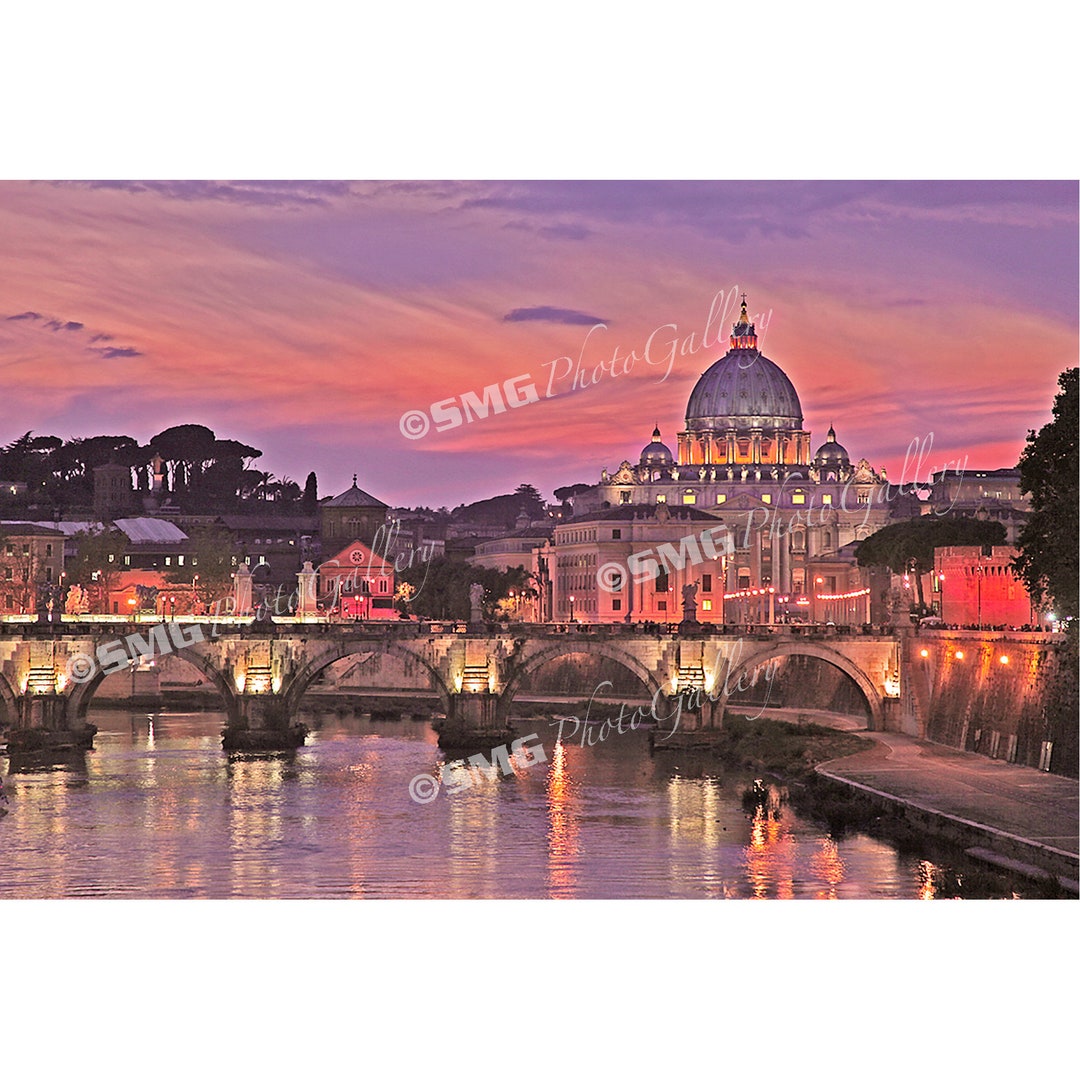 St Peter's Basilica, Rome, Italy, Purple Sunset, Home Decor, Wall Art ...