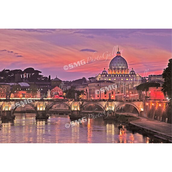 St Peter's Basilica Rome Italy Purple Sunset Home - Etsy