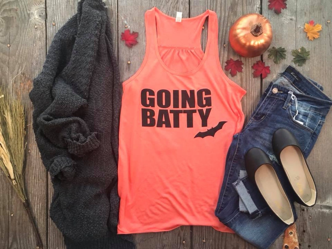 Going Batty Orange Graphic Tank | Halloween Tee | Women's Tank - Etsy