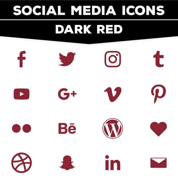 Red Social Media Icon Png - Etsy