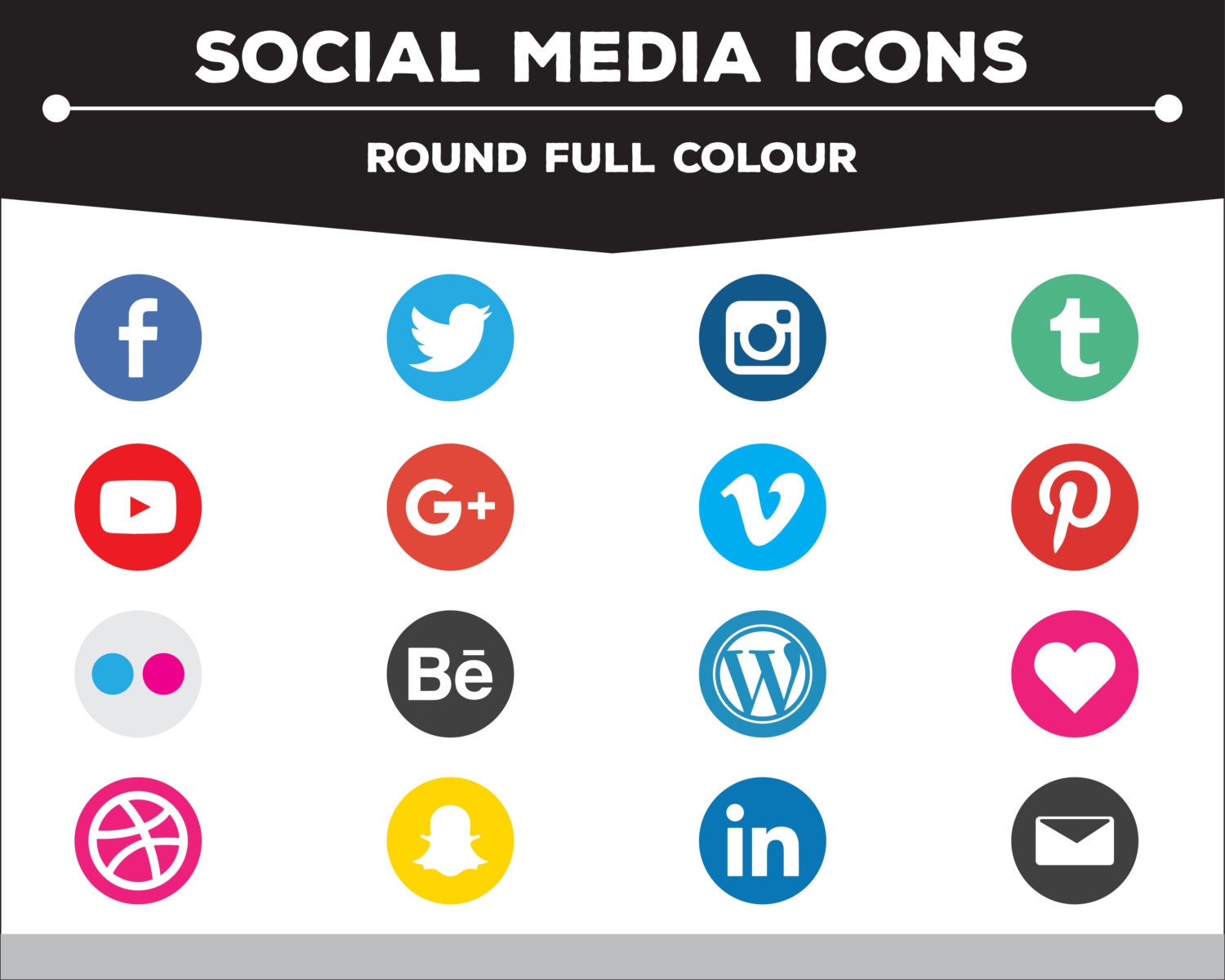 Social Media Icons Round Full Colour PNG Files for Web | Etsy